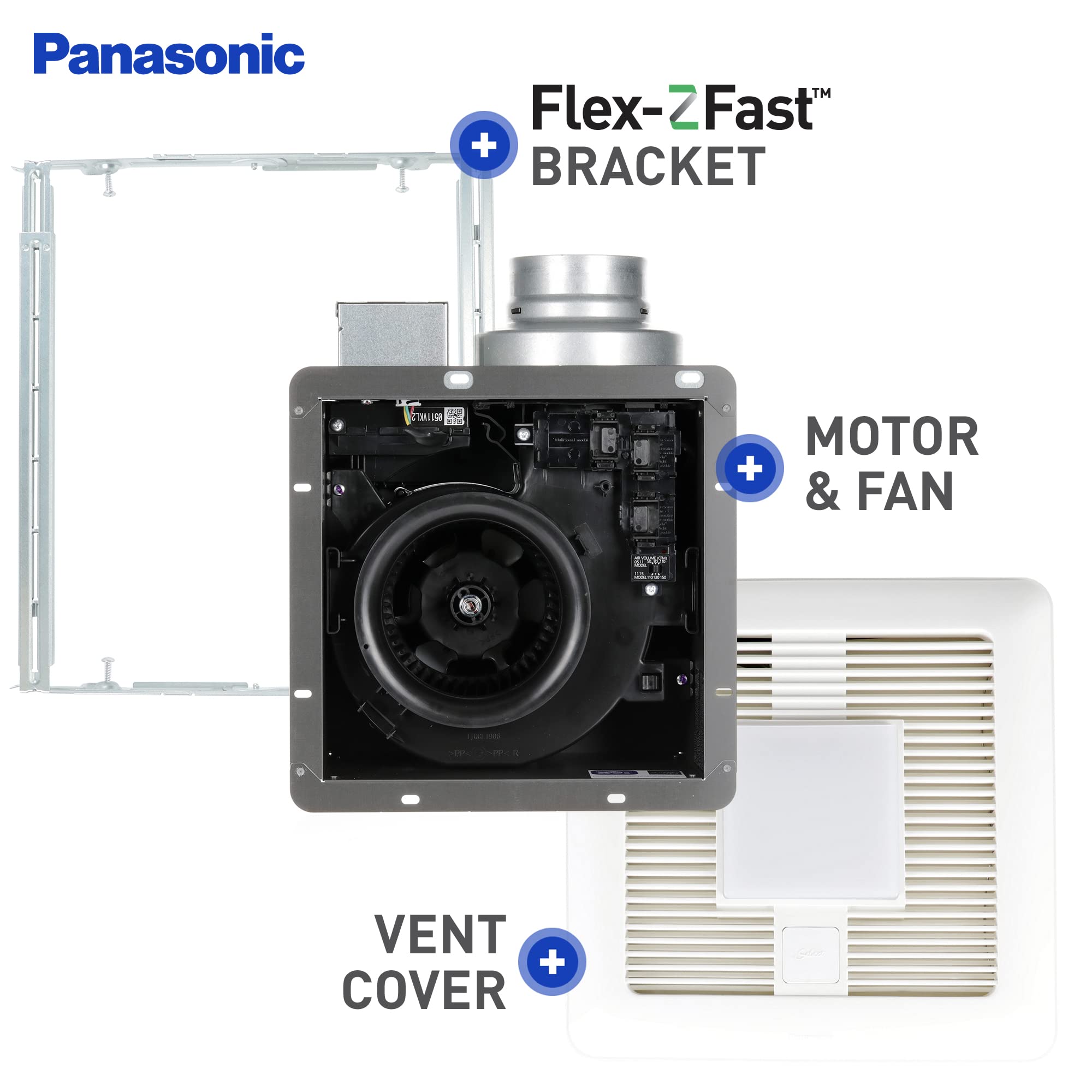 Panasonic FV-0511VKL2 WhisperGreen Select Ventilation Fan with LED Light - 50-80-110 CFM - Quiet Bathroom Fan