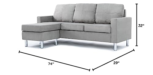 Casa Andrea Milano LLC Modern Sectional Sofa-Reversible Chaise Lounge Perfect for Small Space Dorm or Apartment, Grey Microfiber