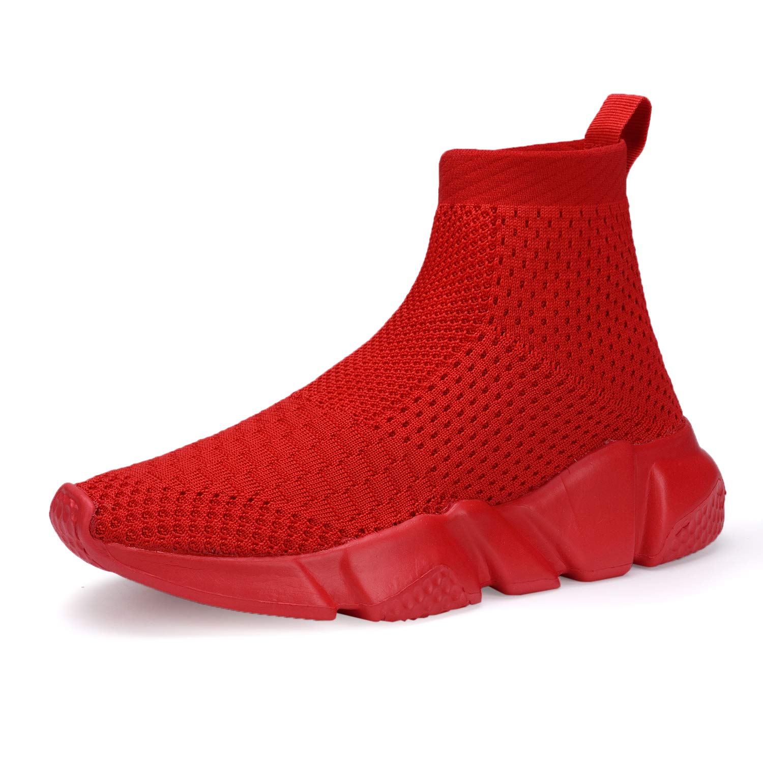 Casbeam Boys and Girls Breathable Lightweight Fashion Casual Sports Walking Shoes Running Sneakers 054 High Top Red 38