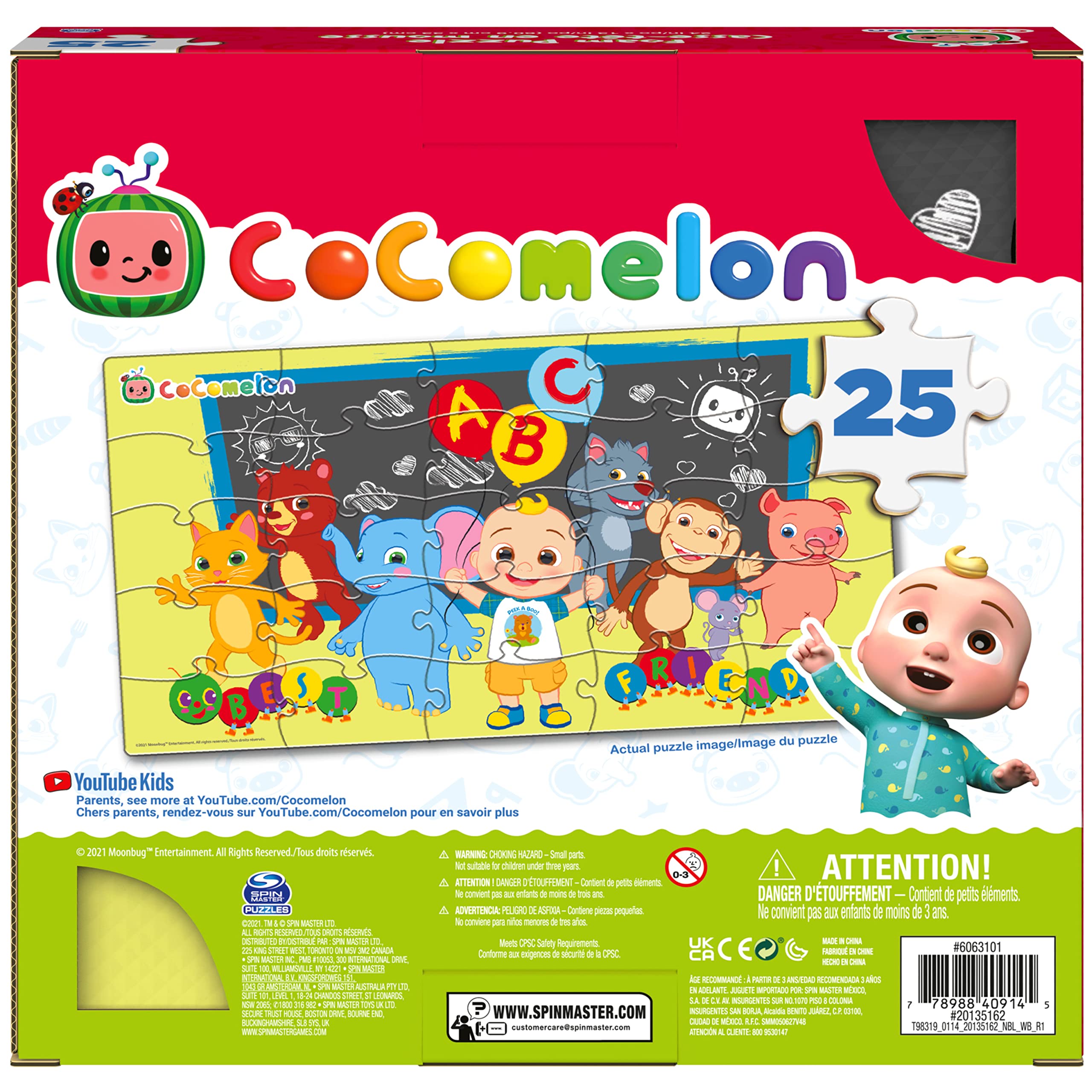 Cocomelon, 25-Piece Jigsaw Foam Squishy Puzzle ABC Best Friends JJ & Animals Musical Show, for Kids Ages 4 and up