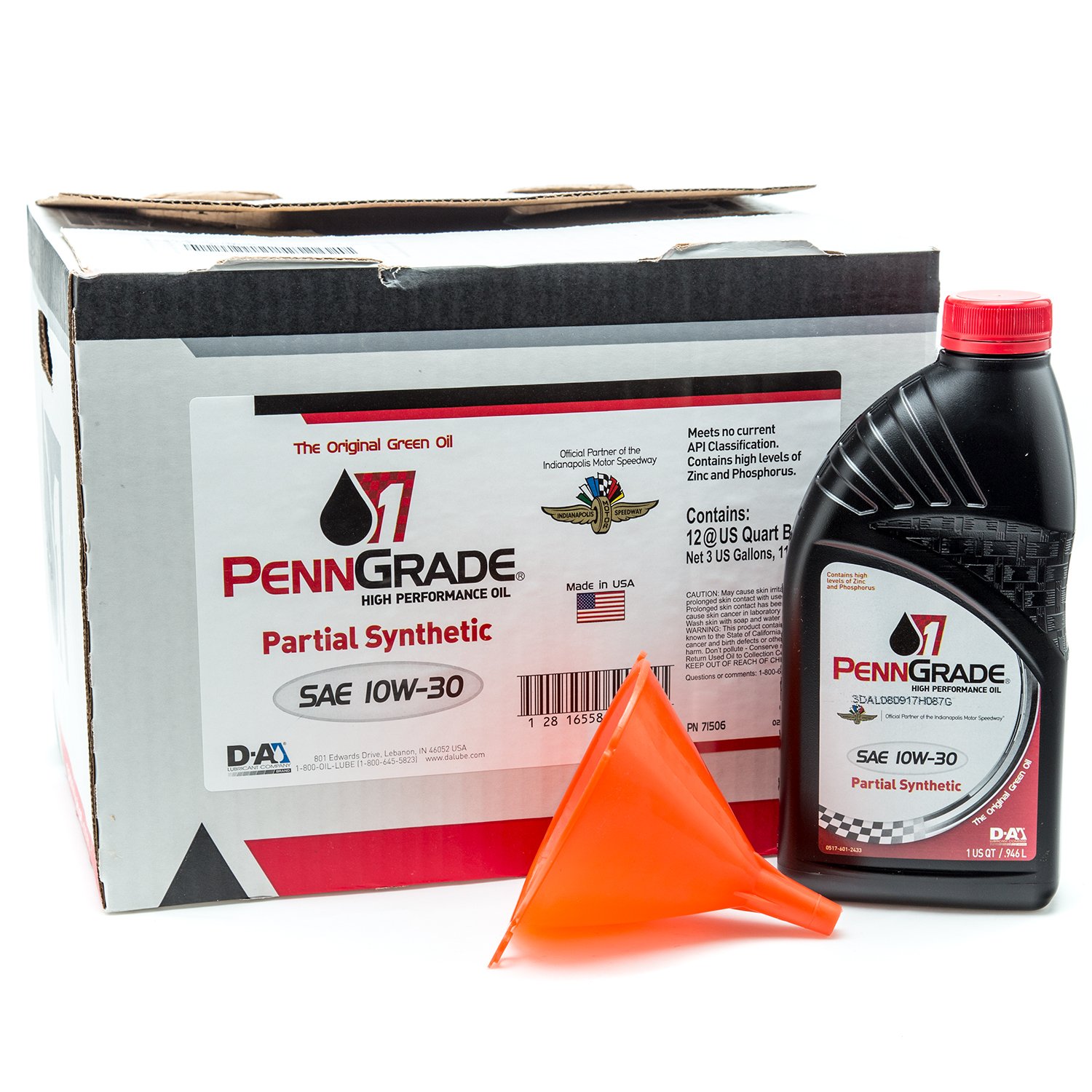 Brad Penn Oil 10W-30 Partial Synthetic Racing Oil 12 Pack With Funnel
