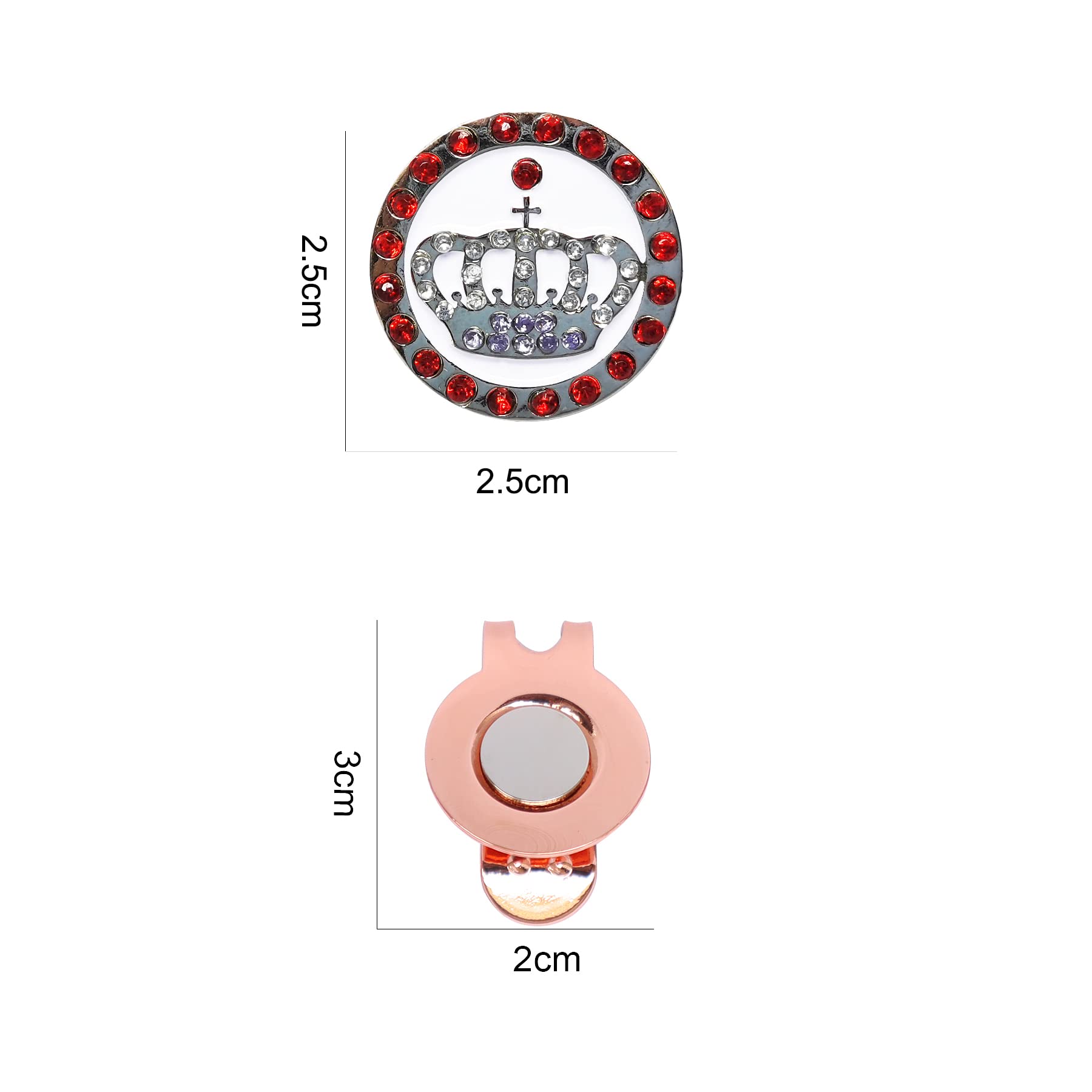 Crystal Golf Ball Marker Magnetic Hat Clip Set Golf Bag Accessories Gift for Women Golfer (C225_Crown)