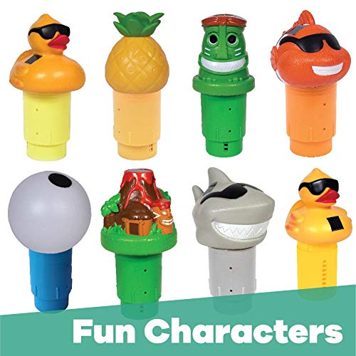 GAME 12902-BB Solar Light-Up Shark Pool 3-inch Tablet Chlorine Dispenser LED Light Sensor, Grey, 6.54β x 9.25β x 12.48