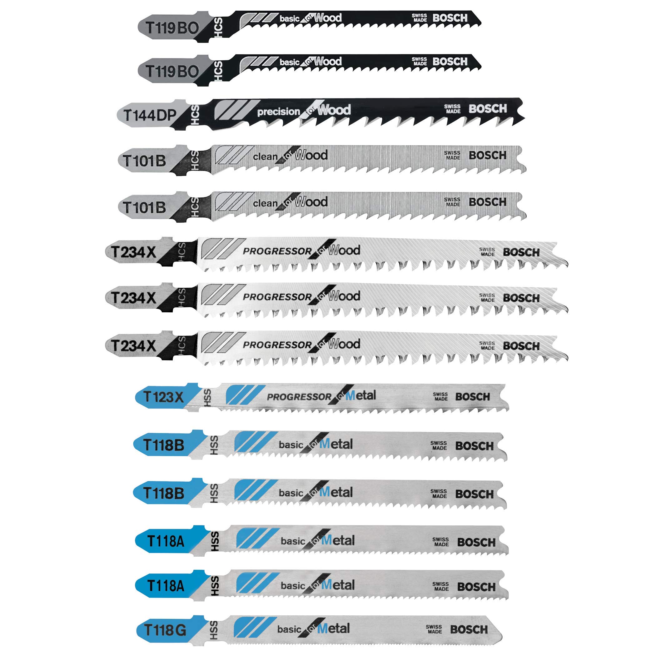 BOSCH T14CPSC 14 Piece Bosch Shank Jigsaw Blade Set With Pouch