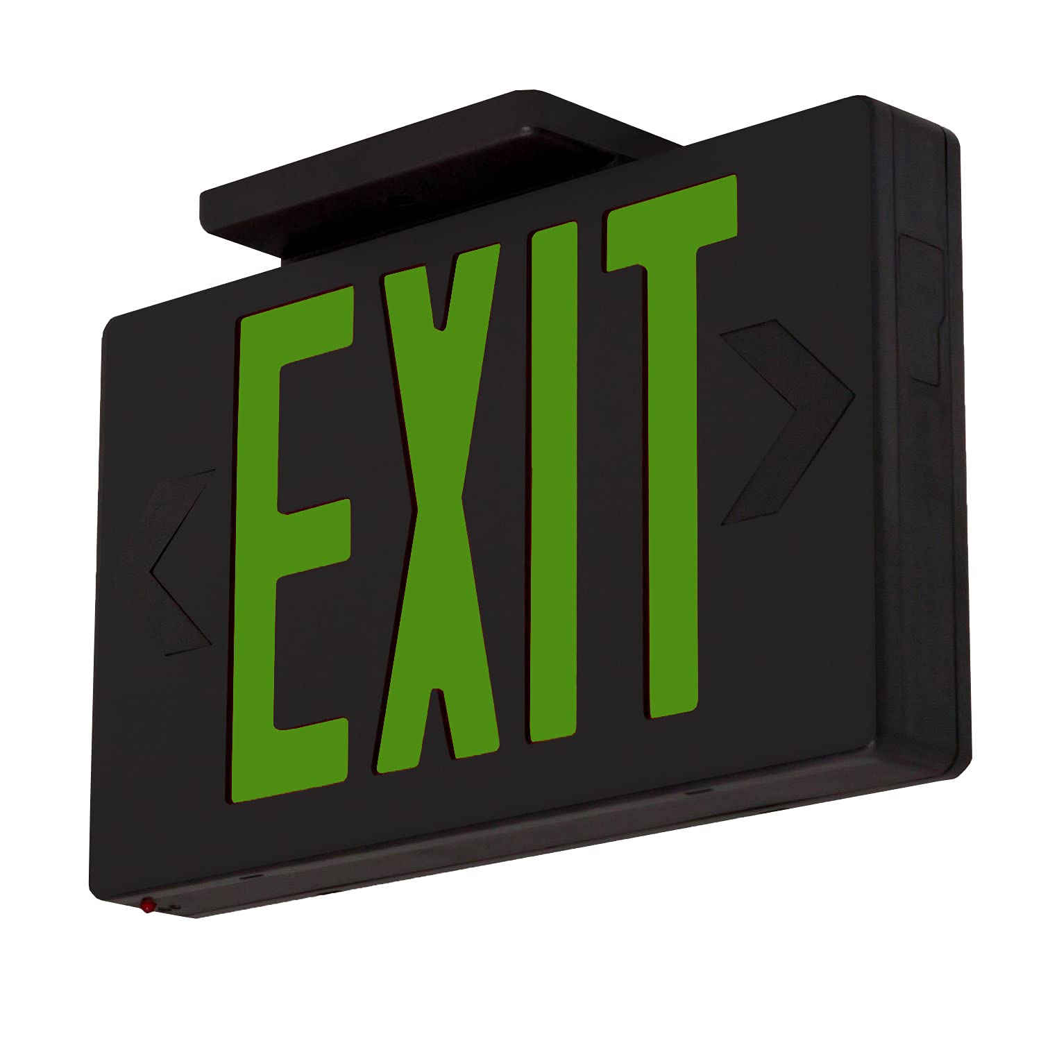 LFI Lights - UL Certified - Hardwired Green LED Standard Exit Sign - Black Housing - Battery Backup Emergency Lighting - LEDGBBB (1 Pack)