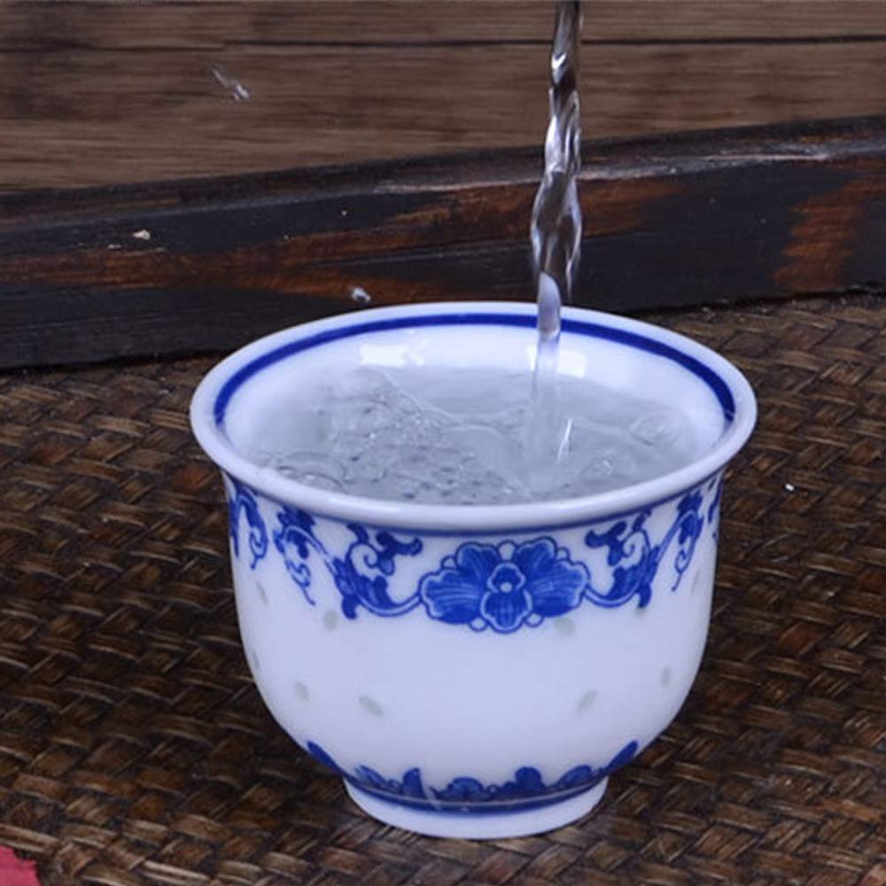Chinese Handmade Kungfu Tea Cup 80 ml,Bone China Blue and White Tea Cups Set of 3,Ceramic Tea Mugs Without Handles,Best Gift