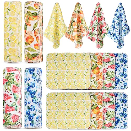 Maxdot 4 Rolls 48 pcs Reusable Paper Towels Roll Washable Cotton Flannel kitchen Towels Absorbent Paperless Cloth Towels with Cardboard Replacement Alternative Towel for Kitchen Cleaning Housekeeping