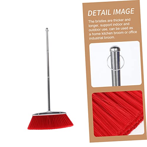 HAWILLOSCH Cleaning Btush Hair Cleaning Broom Long Handle Broom Soft Home Cleaning Supplies Floor Sweeping Broom Office Garbage Cleaner Floor Sweeper Broom Kitchen Broom Red Stainless Steel