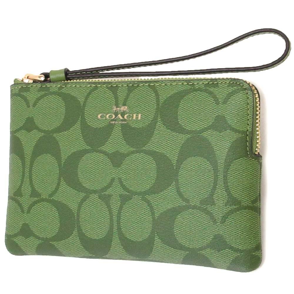 Coach Corner Zip Small Wristlet Style No. 91178 Neon Green