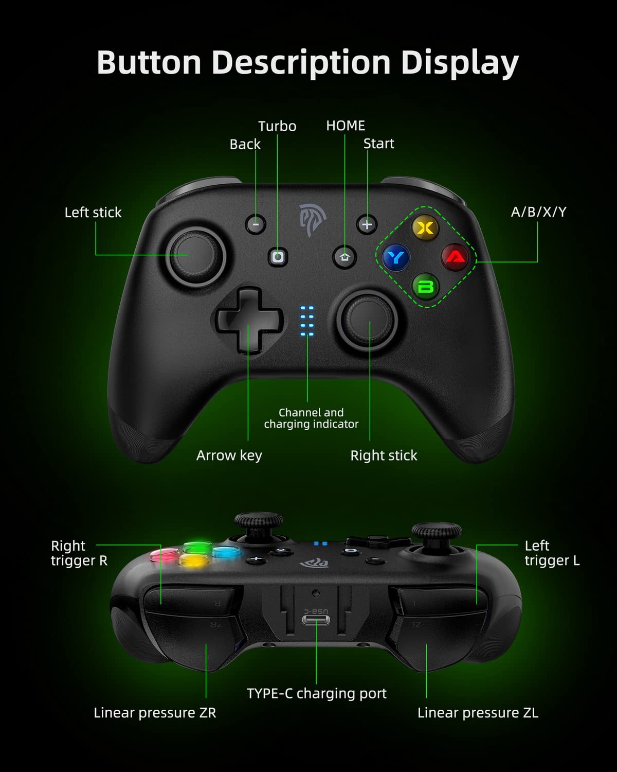 EasySMX Switch Pro Controller for Nintendo Switch/Lite/OLED, Wireless Switch Pro Controller with 4 Programmable Buttons, Dual Vibration, Turbo, Motion Control, LED Light, Wake up Function