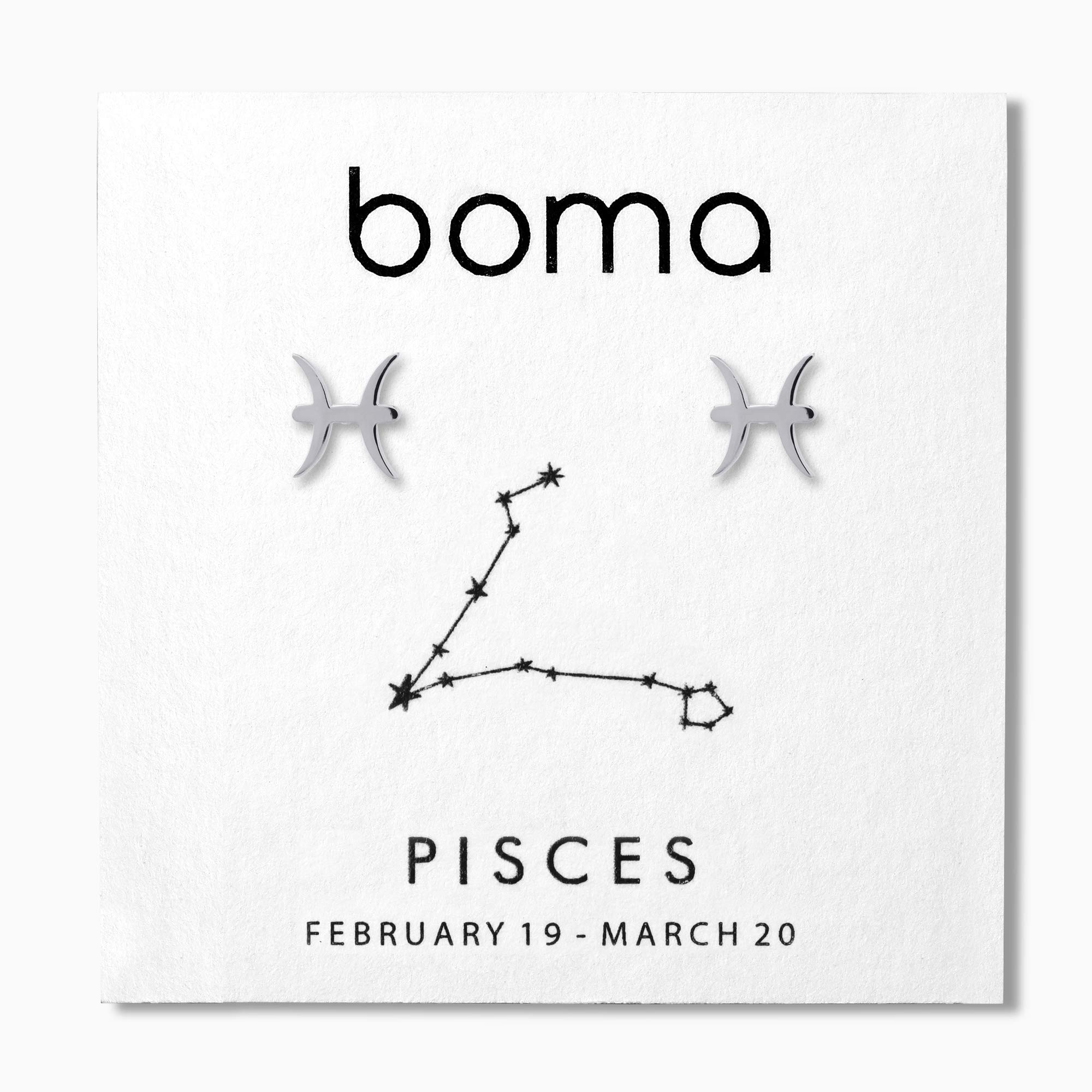 Boma Jewelry Sterling Silver Pisces Zodiac Sign Stud Earrings