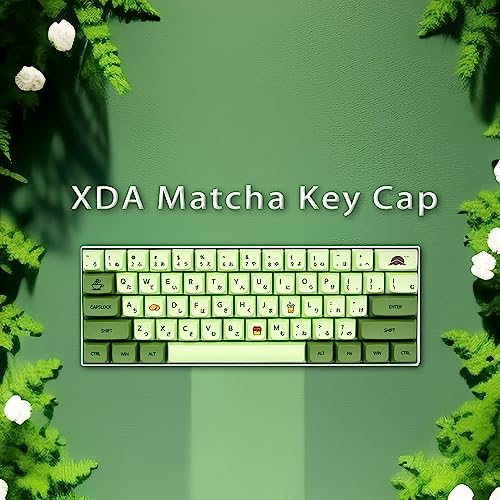 JOMGBB Matcha Japanese Keycaps,PBT Keycaps,125 Key Custom Keycap,XDA Profile,Dye Sublimation,Compatible with Gateron,Kailh,Cherry MX Switches(Only keycaps) (Green)