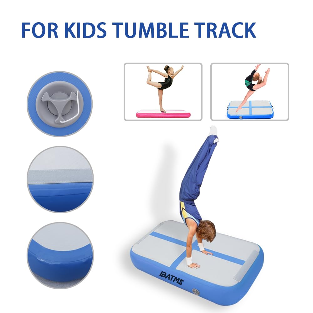 DAIRTRACK IBATMS 3.3ft Inflatable Gymnastics Air Tumbling Mat 8inches Thickness Air Mats for Home Use/Training/Cheerleading with Air Pump