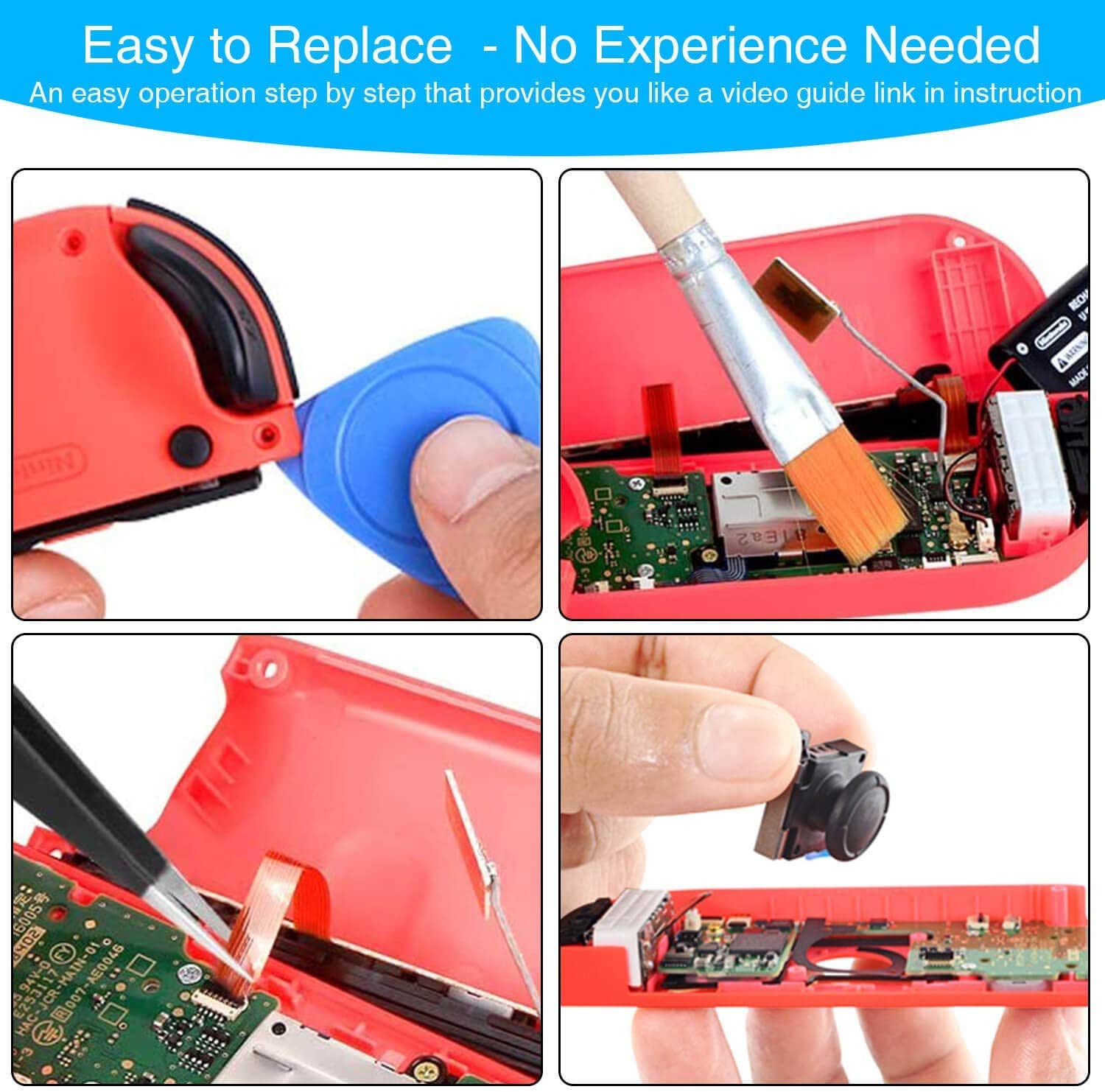 Skyview-Joycon-Replacement-Kit 38Pcs/Set-Joycon-Repair-Tool-Kits for Nintendo-Switch-Controller Buckles-ThumbStick-Grips-Analog-Stick 38pcs-Joystick-Accessories