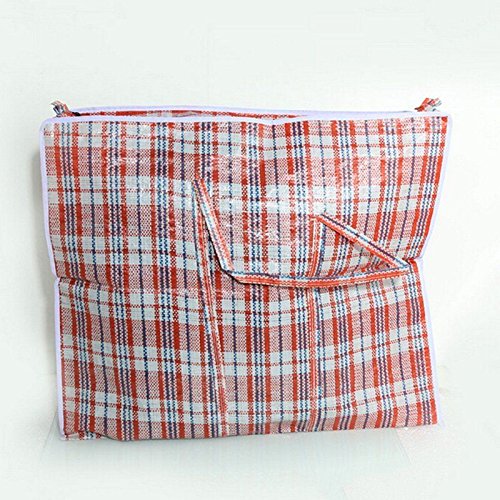 Jumbo Reusable Checkered Laundry Storage Clothes Travel Tote Luggage Shopping Moving Bag with Zipper and Handles Convenient Size 27" x 25" x 5", 1-piece, Random Color