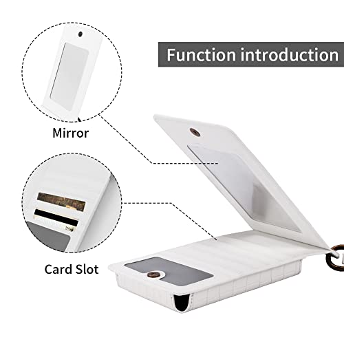 Leather Cell Phone Purse, Small Cell Phone Wallet with Card Slots and Makeup Mirror, Mini Cell Phone Purse Crossbody Bag for Women for iPhone Samsung All Smartphone (White)