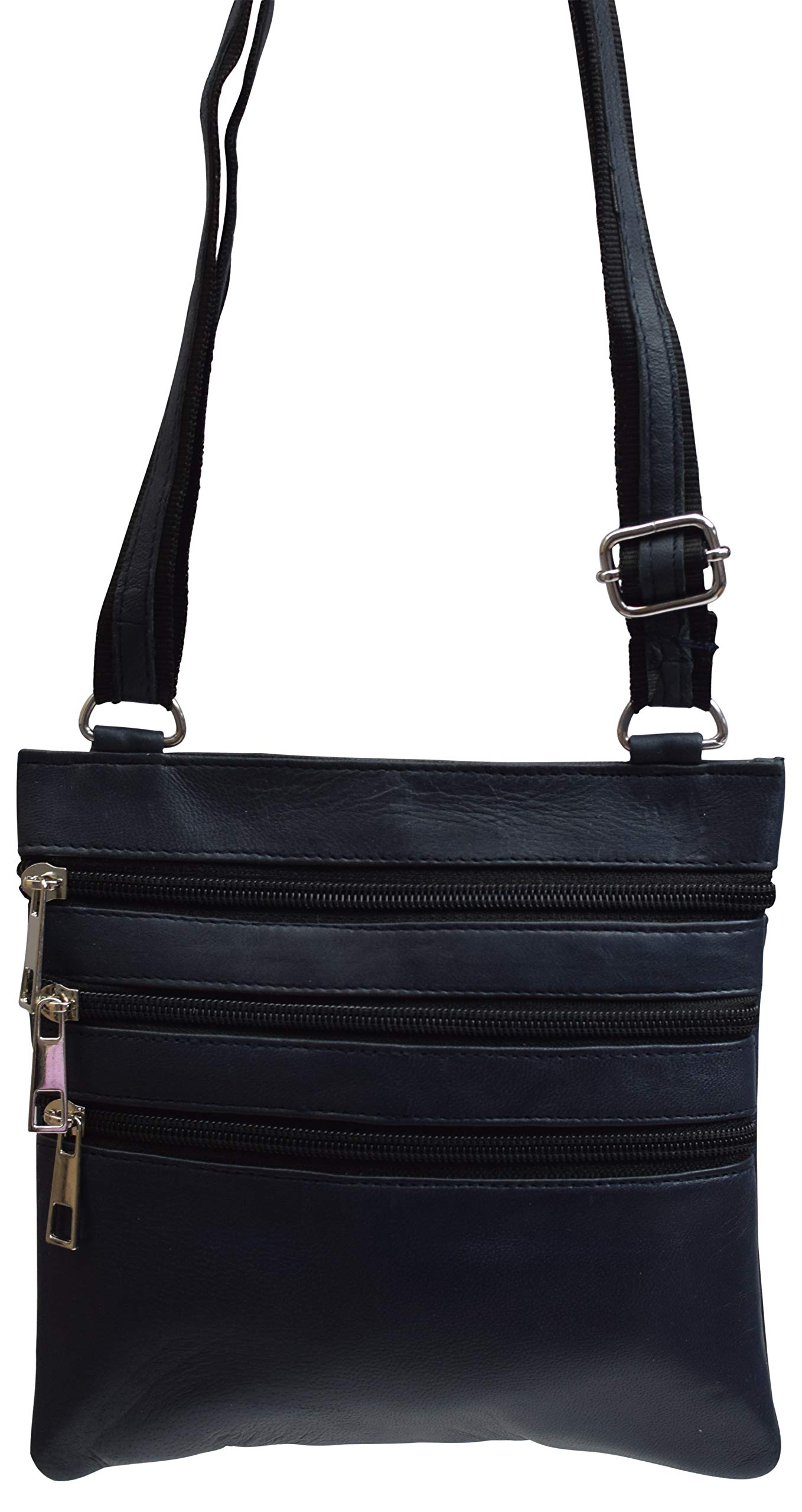 MARSHAL Ladies Genuine Leather Multi-Pocket Shoulder Bag Purse for Womens Colors!!! (Blue)