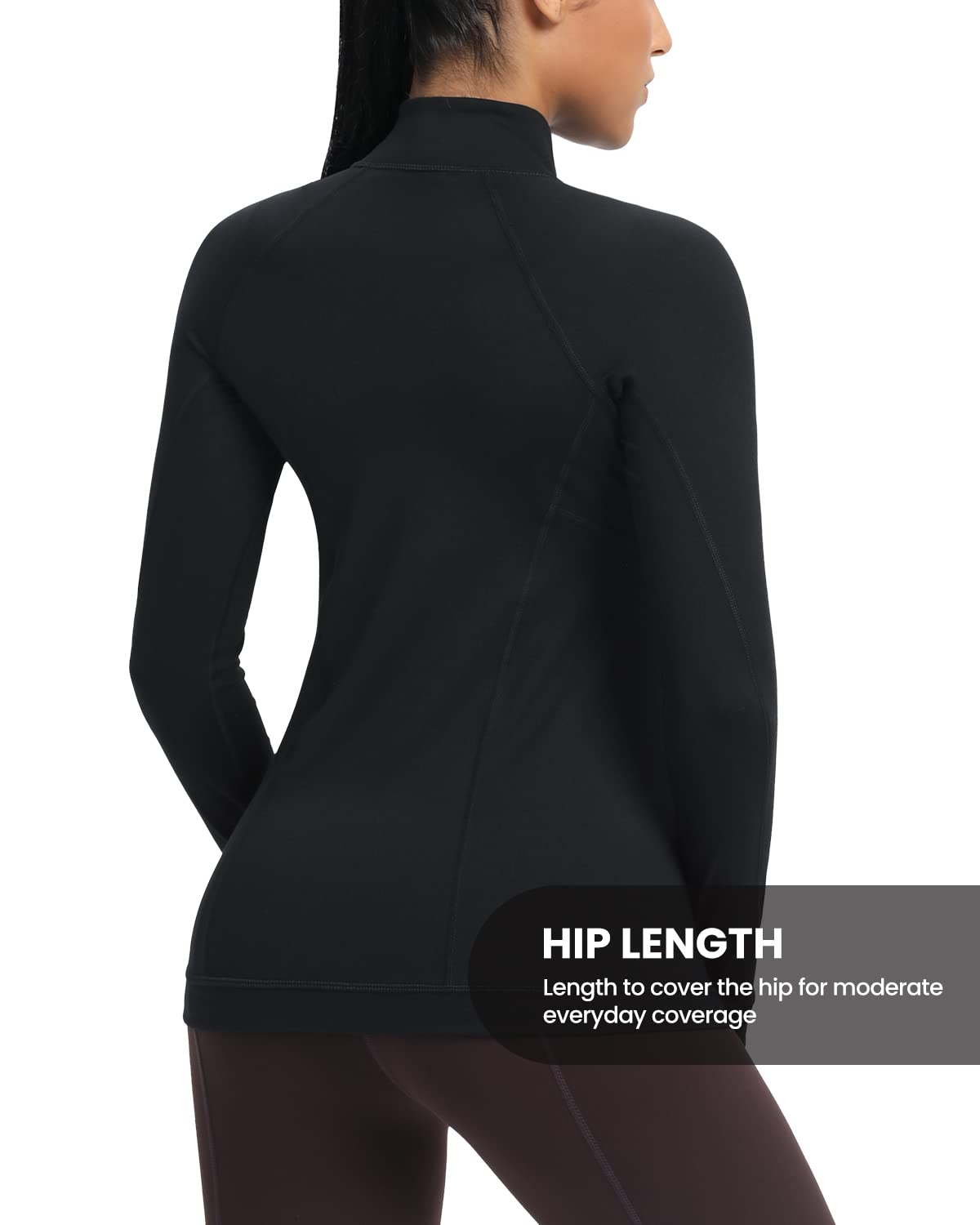 colorskin Quarter Zip Pullover Women Athletic Slim Fit Yoga Tops Long Sleeve Workout Shirts for Women(White,Medium)