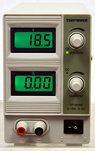 Tekpower HY-1803D Heavy-Duty Digital Variable DC Power Supply, 0-18 Volts @ 0-3 Amps