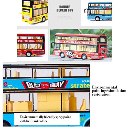Children's Alloy Double-Decker Bus Toy Bus Model, Boy Toy Bus Simulation Alloy Door Openable Sound and Light Car Model (Size : Alloy Bus)