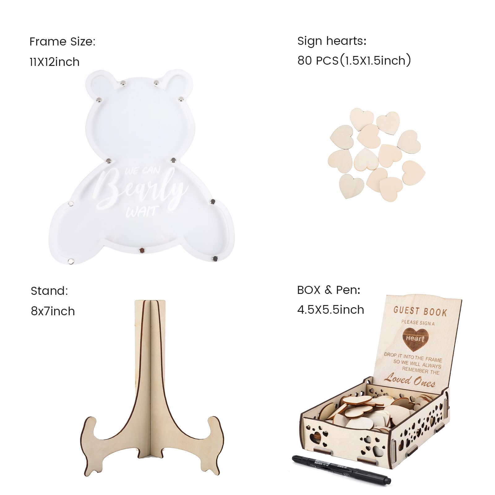 Fonder Mols Baby Shower Guest Book Alternatives - We Can Bearly Wait Baby Shower Decorations- Bear Party Reception Table Centerpiece Supplies (for 80 Guests)