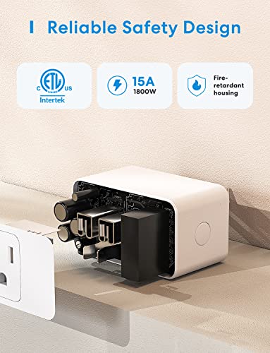 meross Wi-Fi Smart Plug Mini, 15 Amp & Reliable Wi-Fi Connection, Alexa and Google Voice Control, App Remote Control, Timer, Occupies Only One Socket, No Hub Needed