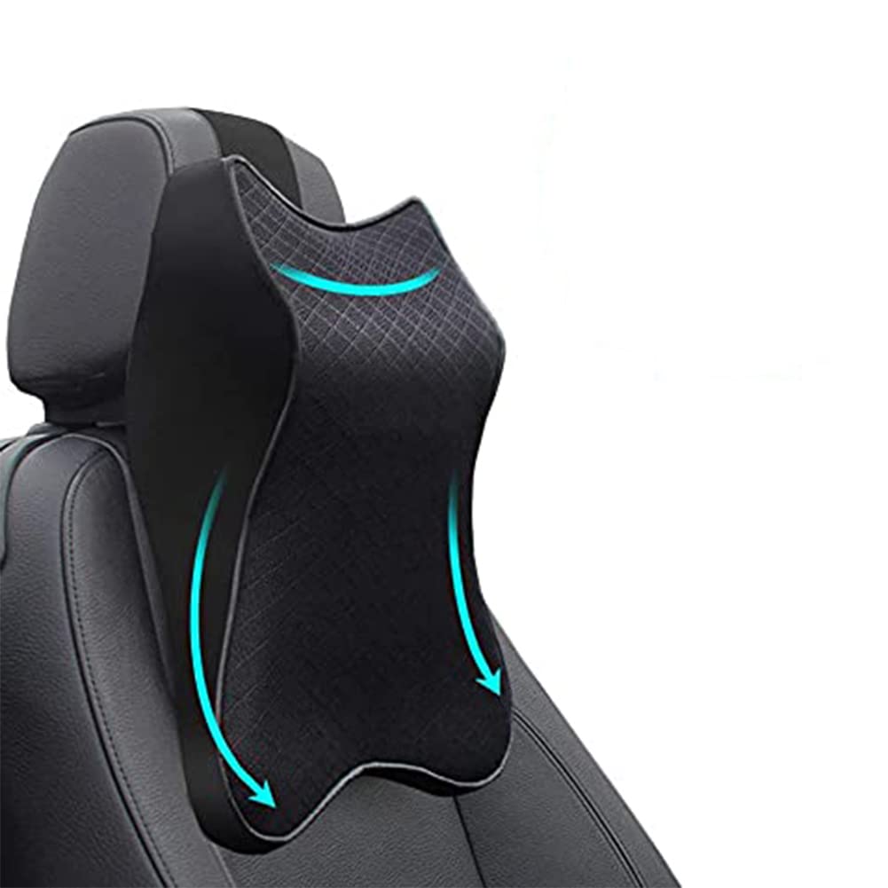 Car Seat Headrest Neck Rest Cushion, Car Seat Neck Pillow 100% Pure Memory Foam Neck Pillow with Breathable Removable Cover, Comfortable Ergonomic & Neck Pain Relief(14.17x11.8x3.9 in) (1 Pack, Black)