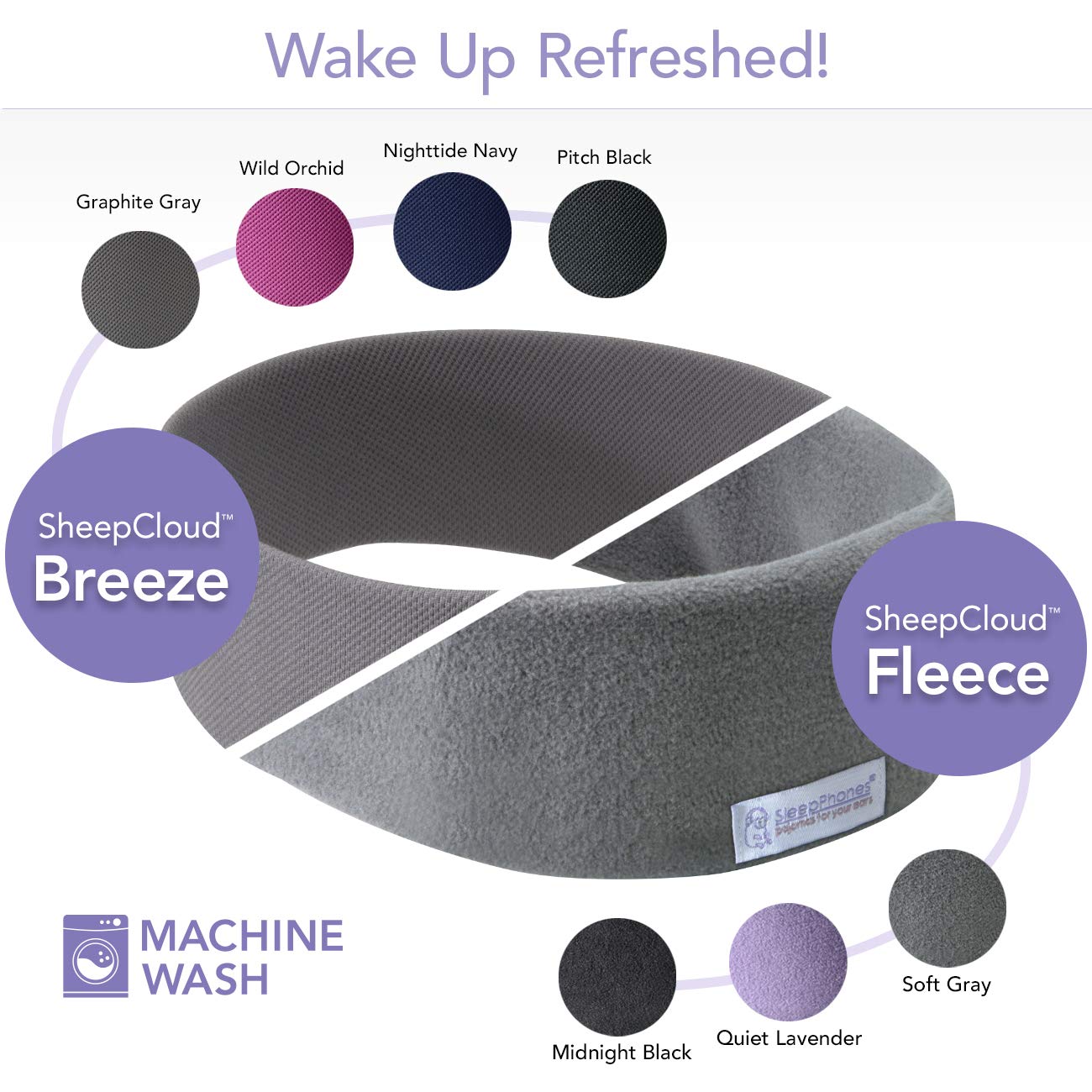 SleepPhones AcousticSheep Classic | Corded Headphones for Sleep, Travel, and More | The Original and Most Comfortable Headphones for Sleeping (Nighttide Navy - Breeze Fabric, Large)