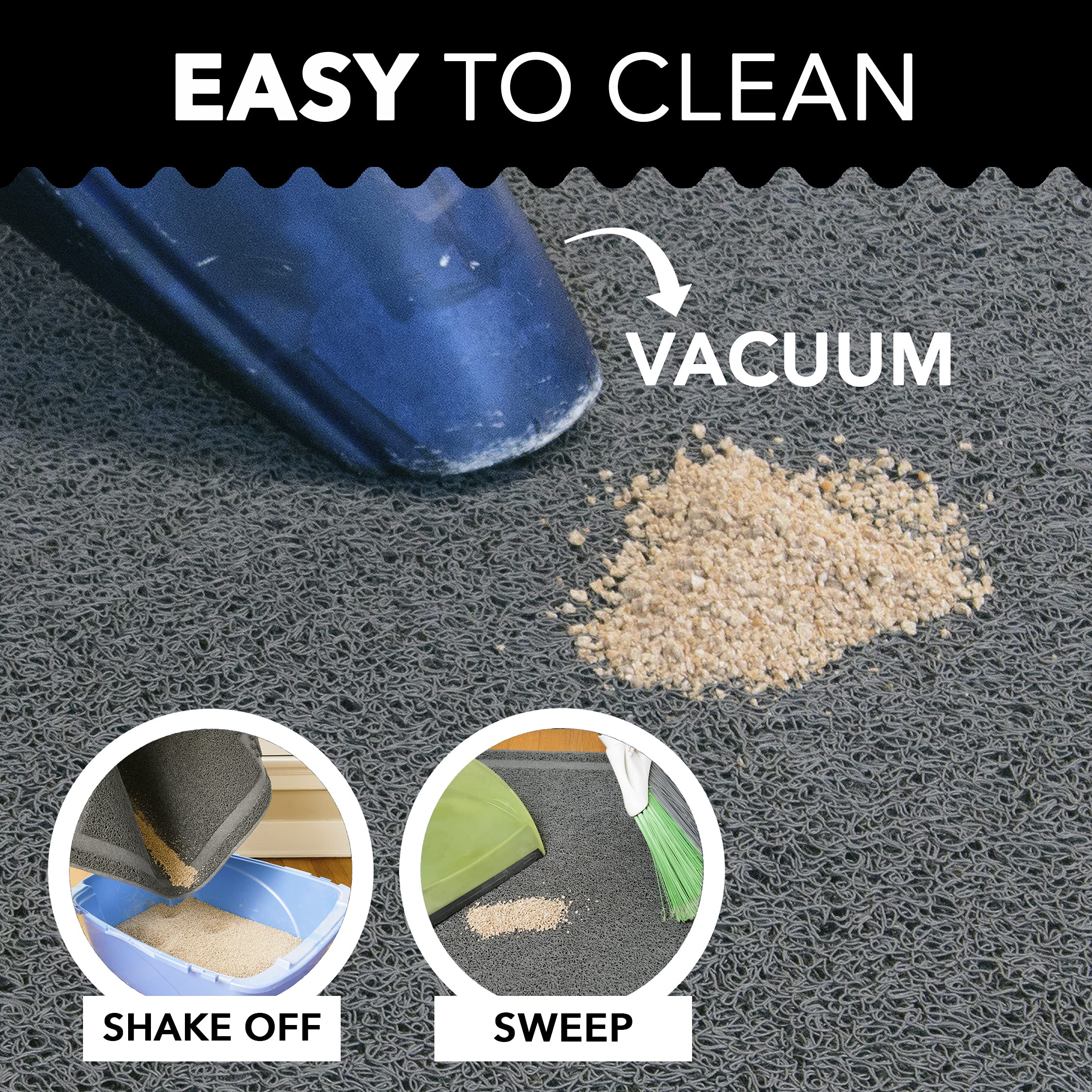 Cat Litter Mat by CleanHouse Pets (XL Size: 36"x24") - Non-Slip, Durable, Easy to Clean, Water Resistant - Eliminates Litter Tracking, Soft on Kitty Paws, Scatter Control, Covered Litter Box Mat
