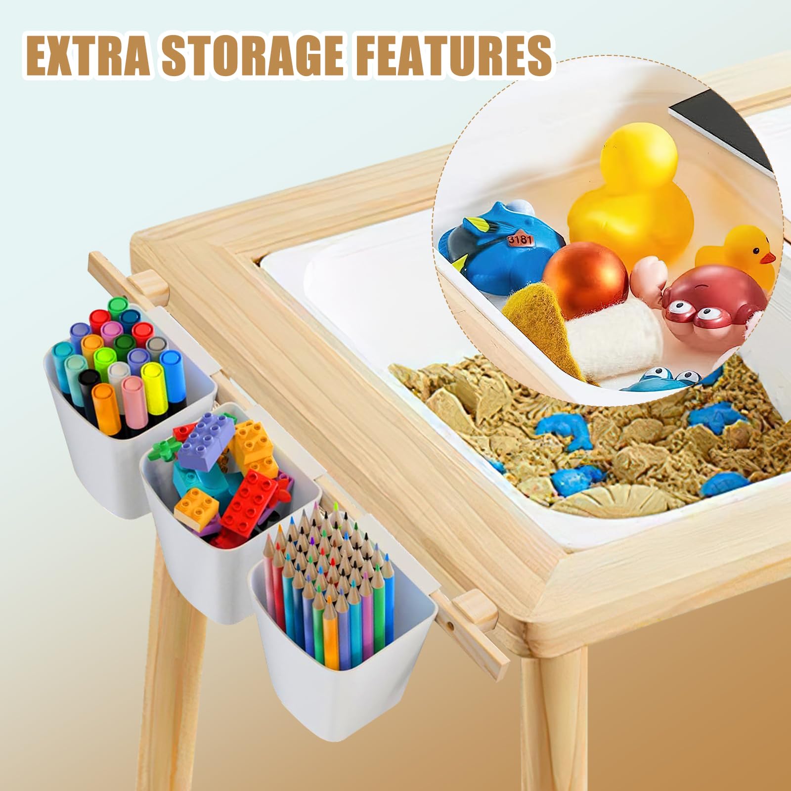 GEBAROW Sensory Table for 3-5 Ages, Toddlers Kids Sand Table with Chalk Board and Whiteboard, Activity Water Table with Lid Storage Bins and Buckets for Indoor Outdoor Use