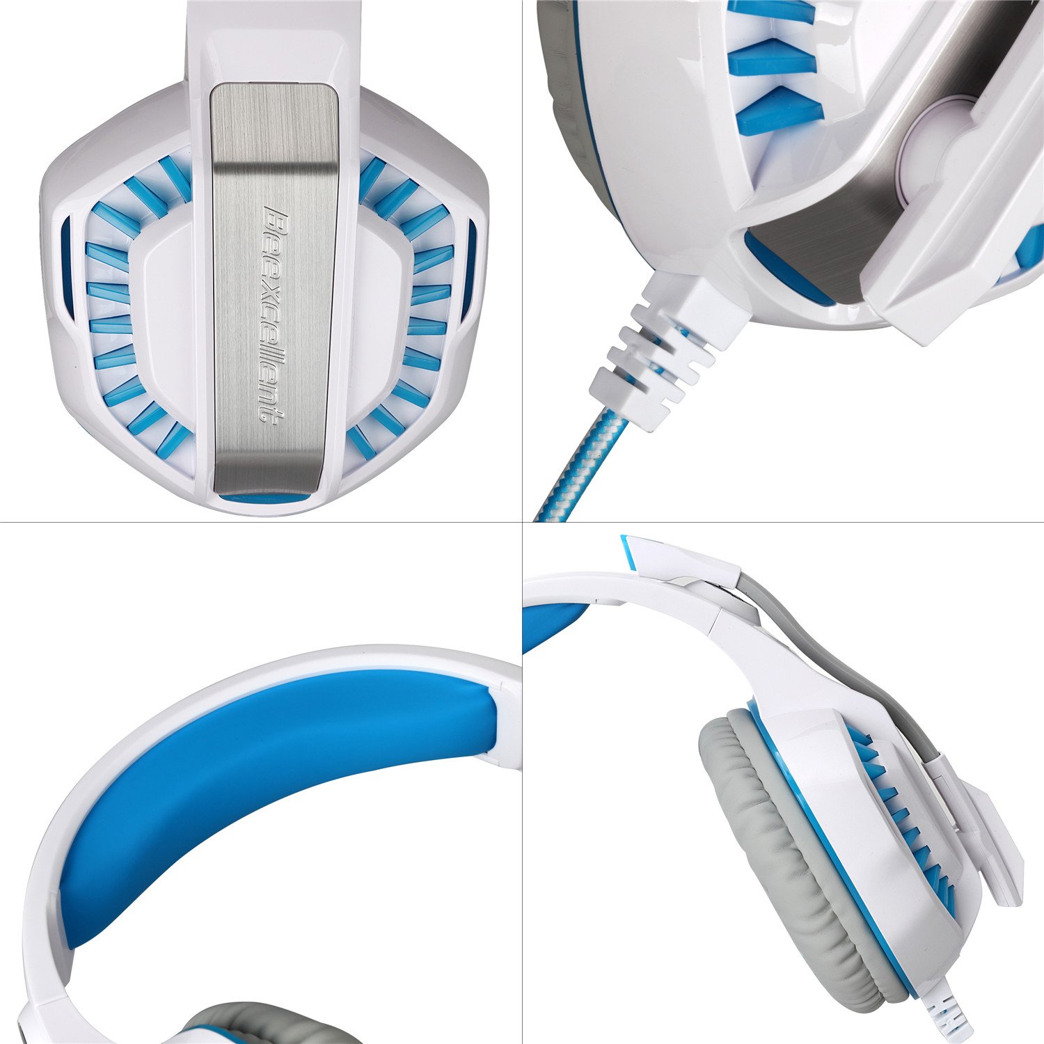 BlueFire Professional Stereo Gaming Headset for PS4, PS5,Xbox One Headphones with Mic and LED Lights for PlayStation 4, Xbox One, PC (White)