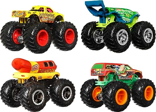 Hot Wheels Monster Trucks Set of 4 1:64 Scale Toy Trucks, Collectible Vehicles (Styles May Vary) (Amazon Exclusive)