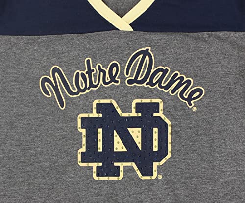 Colosseum Notre Dame V-Neck Womens Active Shirts & Tees Size L, Color: Grey