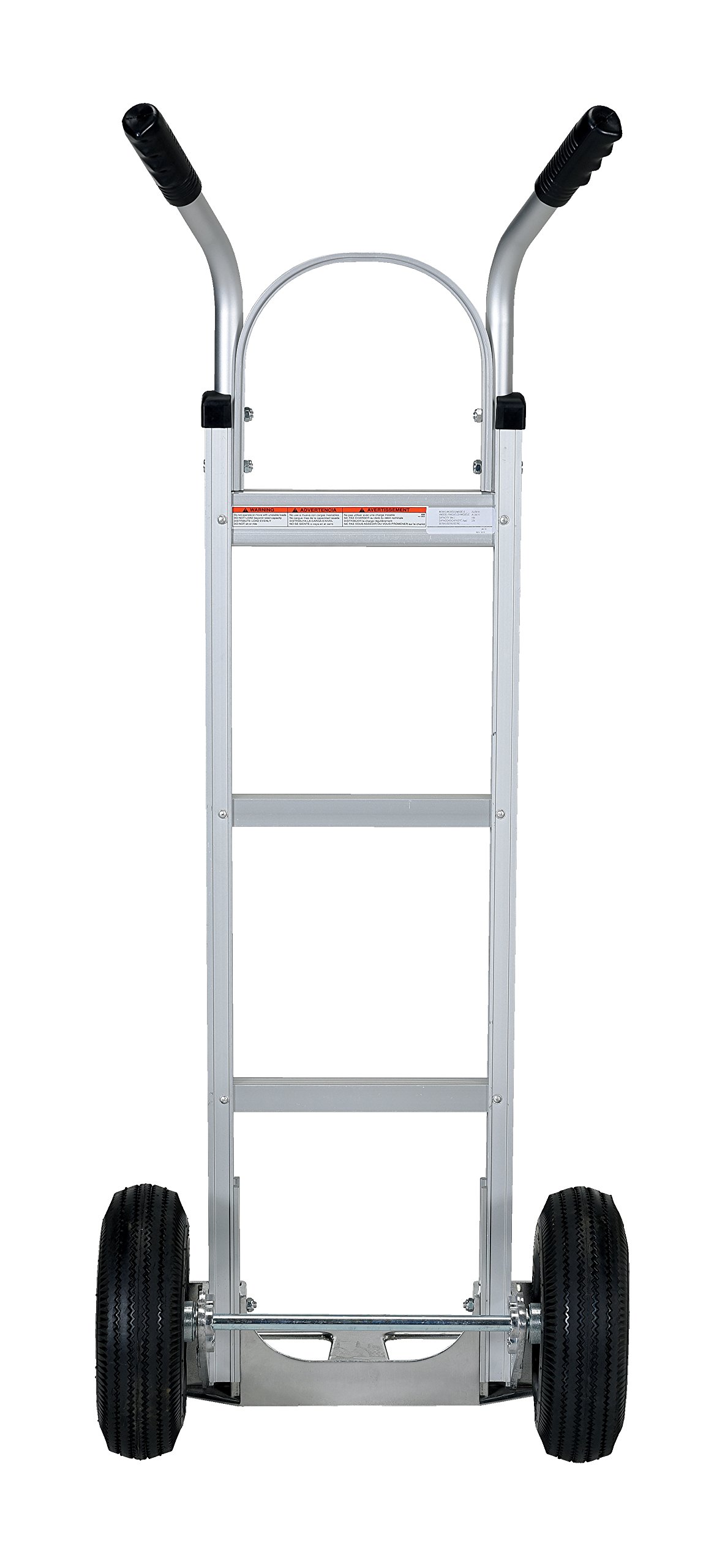 Vestil DHHT-500A Aluminum Hand Truck with Dual Handle, Pneumatic Wheels, 500 lbS Load Capacity, 49" Height x 20-1/4" Width x 18" Depth