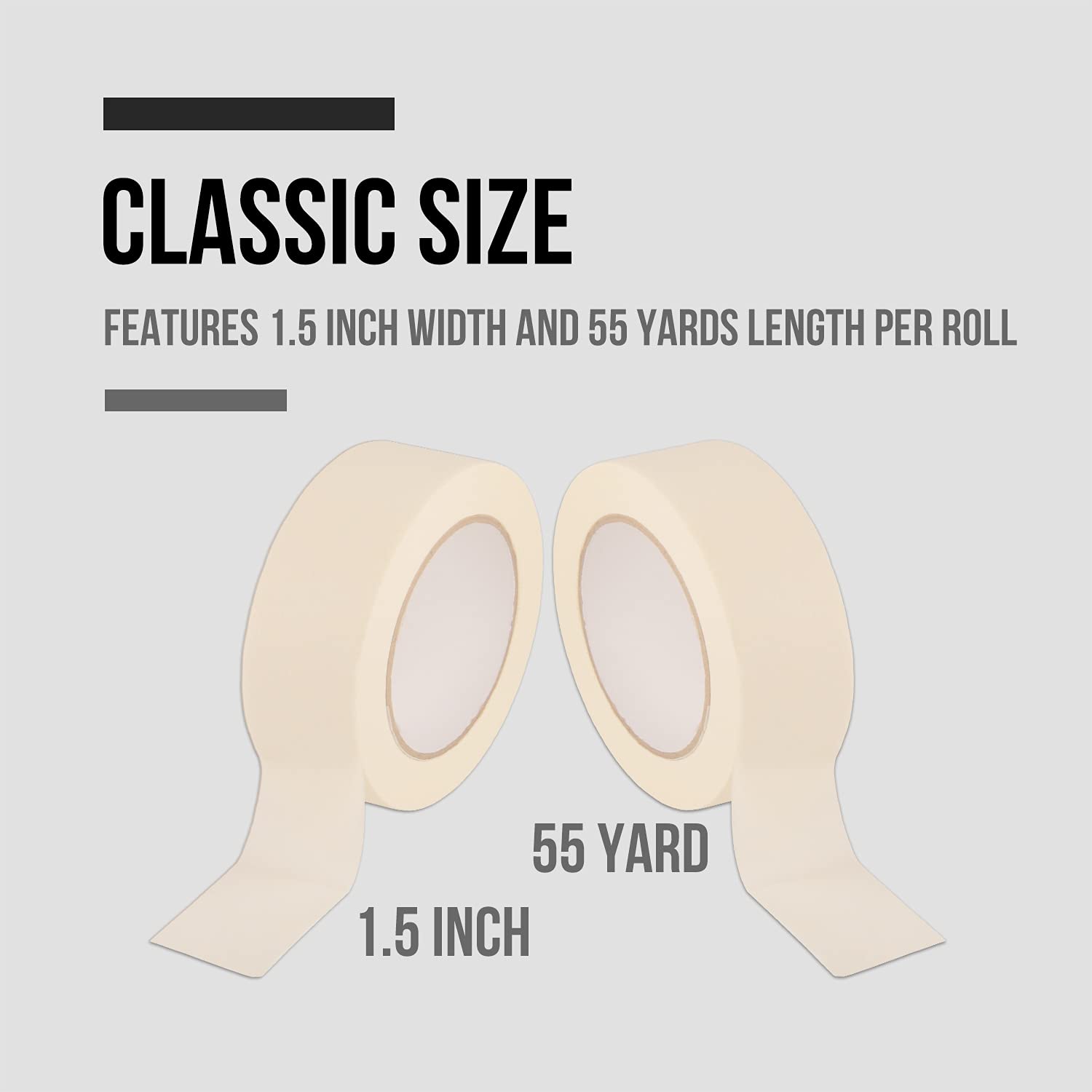 Lichamp Masking Tape Wide 1.5 inches, General Purpose Masking Tape Bulk Pack, 6 Rolls x 1.5 inches x 55 Yards (330 Total Yards)