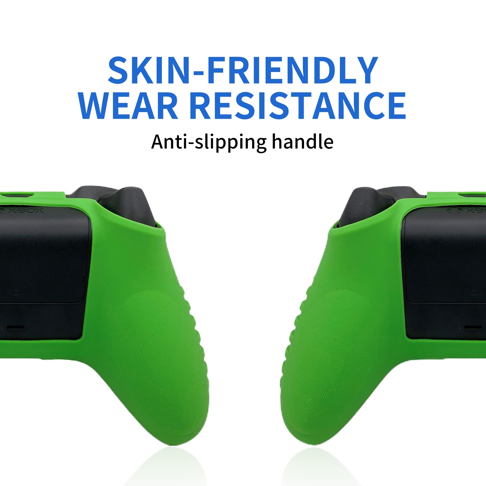 COIORVIS Soft Anti-Slip Silicone Controller Cover Skins Thumb Grips Caps Protective Case for Xbox One X S Controller (Green)