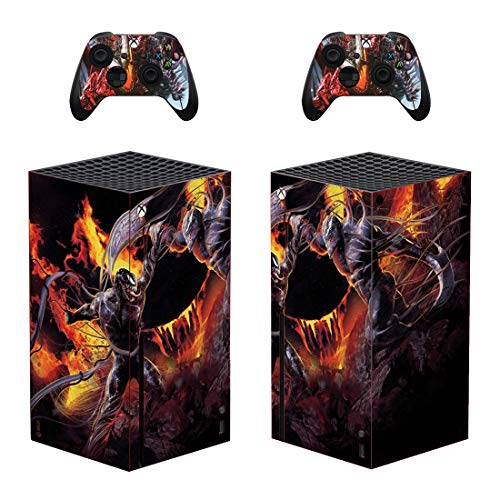 Black Hero Decals Stickers Full Set Faceplate Skin for X-box-One-Series X Protection Kit by KAJAL MANI