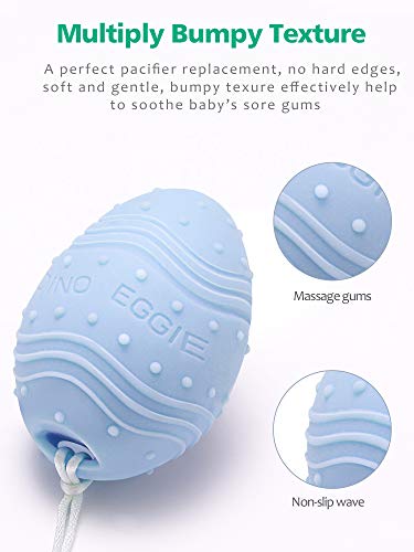 DINO EGGIE Dinosaur Egg Baby Teething Toy Rattle Teether, Made with 100% Food-Grade Silicone for Infant Boys Girls 2m+ (Blue)