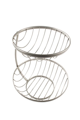 Spectrum Diversified Ashley 2 Tier Server Serving Basket Fruit Bowl & Produce Snack Display Stand, Medium, Chrome