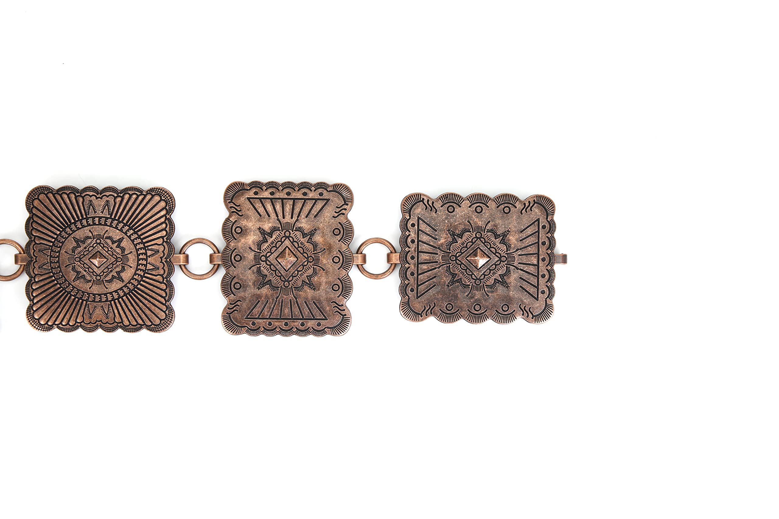 CNBOME Women's Bronze Antique Silver Square Buckle Chain Belt Adjustable Metal Belt (Brone, XLarge)