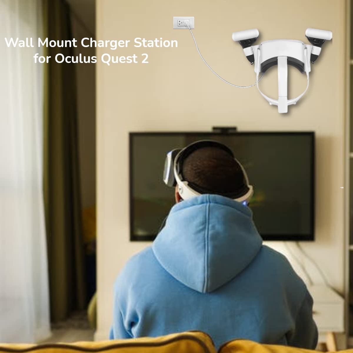Charging Dock for Oculus Quest 2, arVin Fast Charging Oculus Quest 2 Stand with LED Light & USB-C Charge Cable for Meta Quest 2 Accessories, Support Wall Mount, Desk Mount & Store 2 Touch Controller