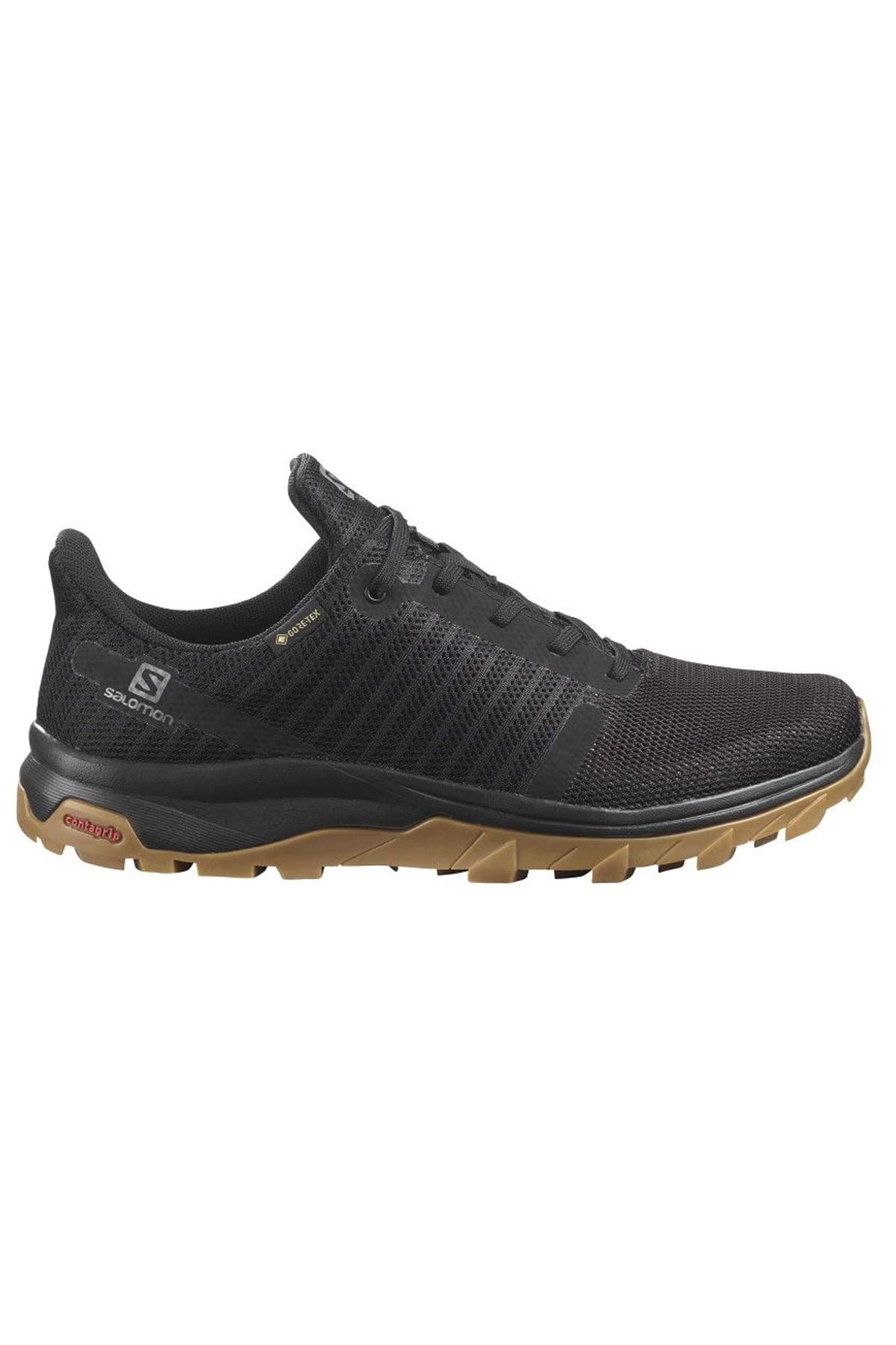 Salomon Outbound Prism Gore-TEX Hiking Shoes for Women Trail Running, Black/Black/Gum1A, 7