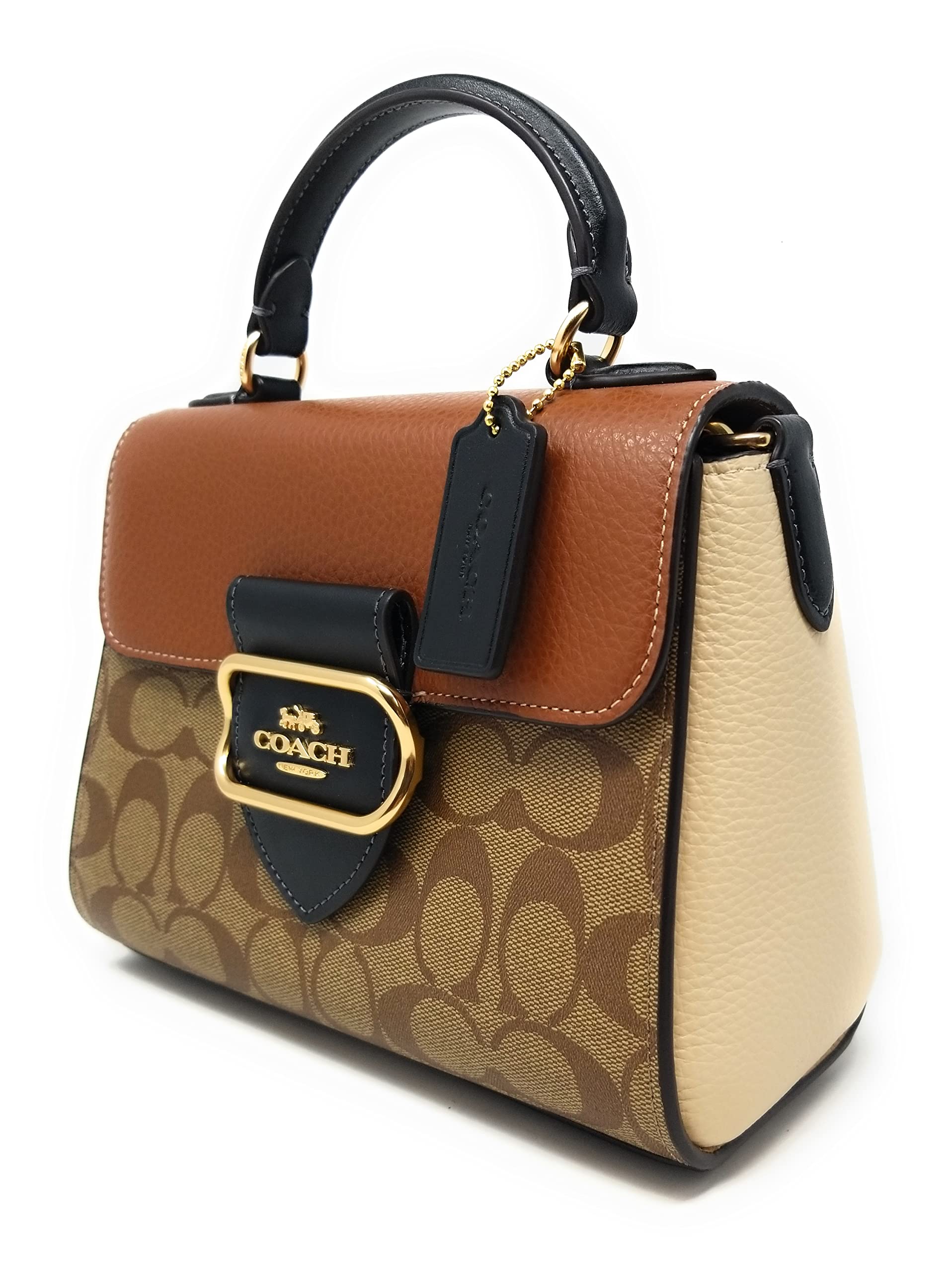 COACH Women's Morgan Top Handle Satchel (Colorblock Signature Canvas - Khaki Multi)