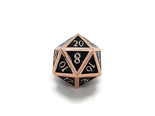 Metal D20 F*** Dice Critical Fail F 20 Sided Die Set DND Black Copper Brass Steampunk Gunmetal Color Number for Role Playing Game Dungeons and Dragons D&D Pathfinder Shadowrun and Math Teaching