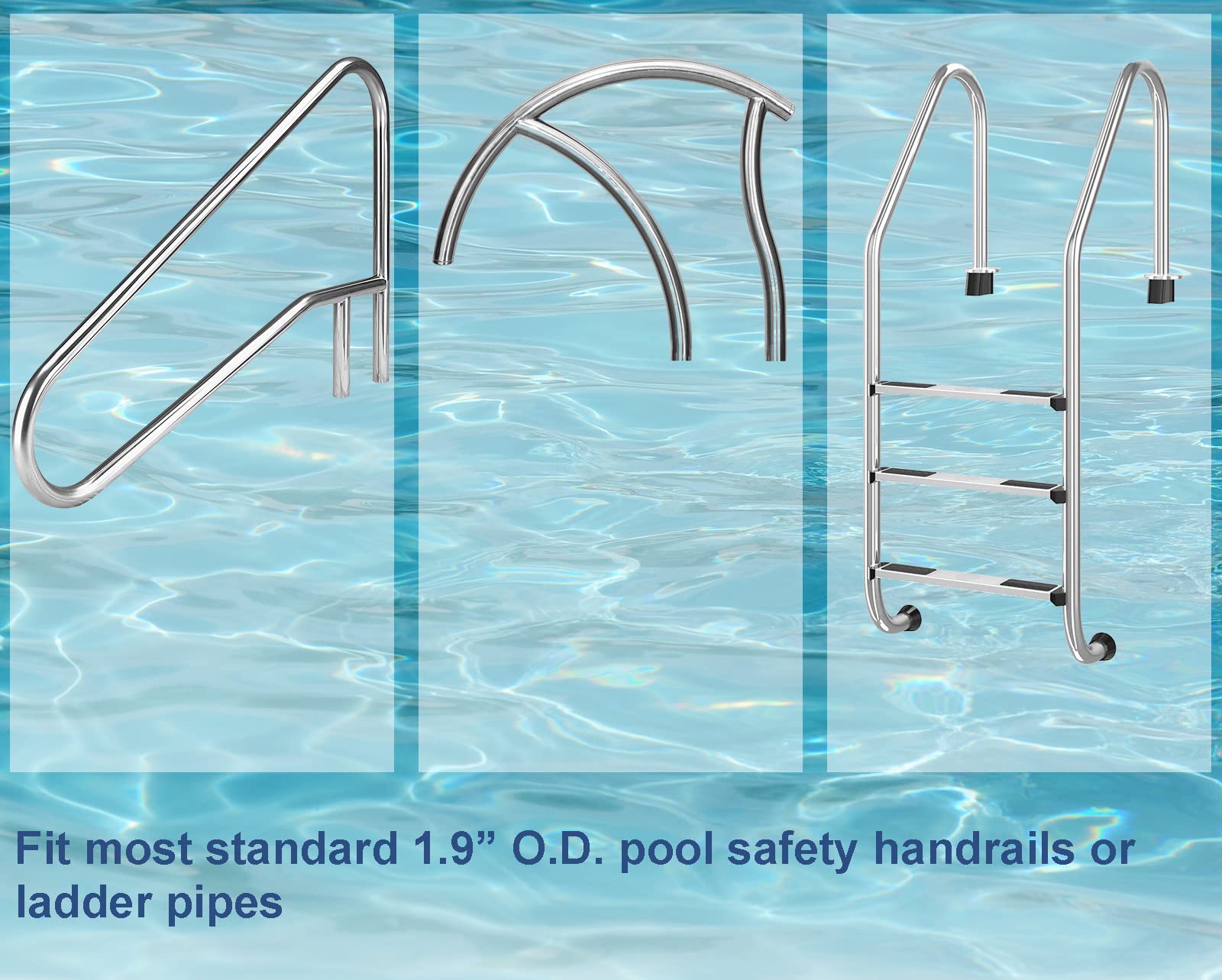 EESC2Y 4-PCs Oversized (2" I.D. 4.7" O.D.) Pool Ladder Escutcheon Plates Covers, Pool Ladder Rings for 1.9" Inground Pool& Spa Ladder Handrail Tubing- Made of Thickened 304 Stainless Steel - Large