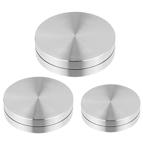 DOITOOL 3pcs Turntable Shaft Tabletop Accessories Cake Turntable Cake Stand Glass Round End Table Glass Tops Adapter for Glass Table to Rotate Non-Slip Mat Desktop Aluminum Alloy