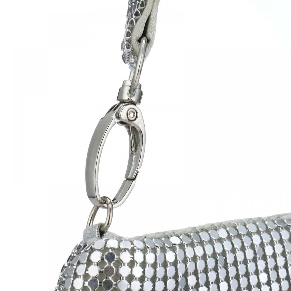 Crystal Rhinestone Purse for Party, Clutch Purses for Women Wedding Evening Handbags (Silver)