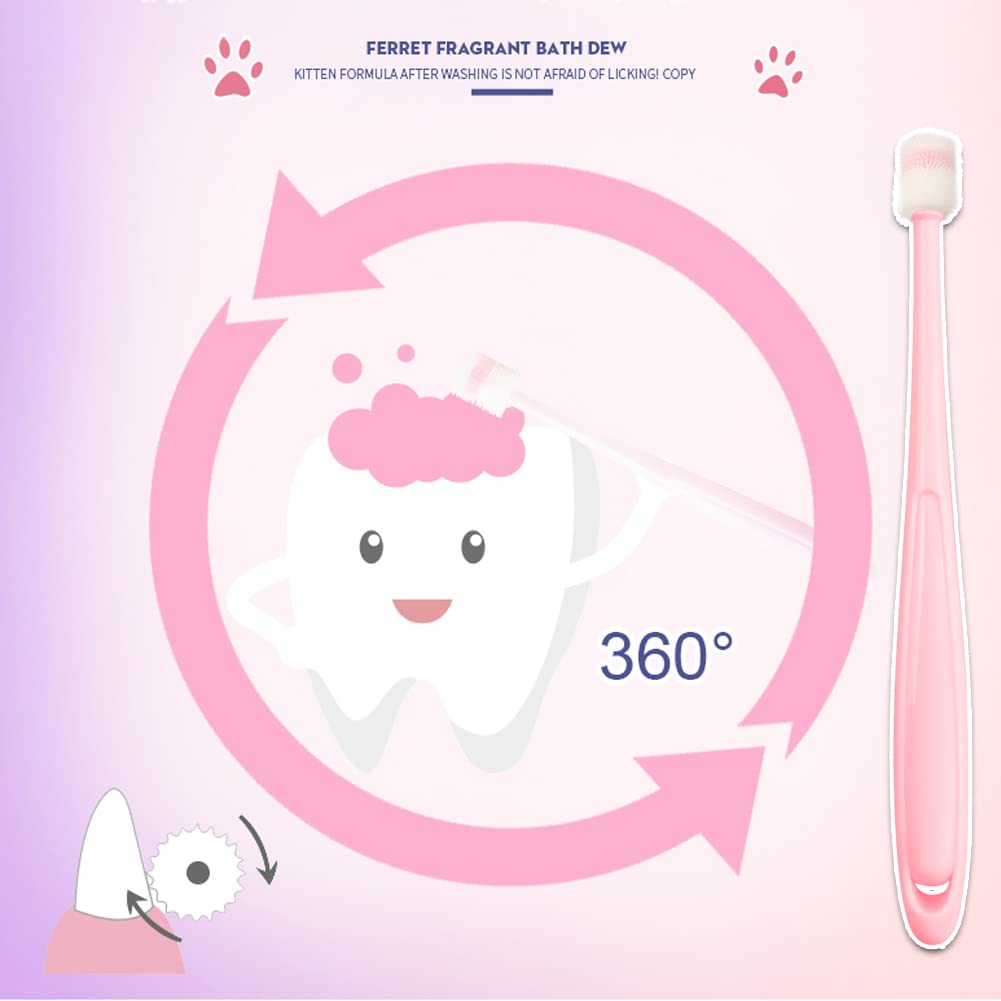 Thinslimer 4 Pack Cat & Dog Toothbrush 360 Degree Cleaning Soft Bristled Brush Dental Care Protect Teeth Deep Pet Tooth Easy to Carry Cleaning Tools for Pet Cat Dogs (Pink+Green)