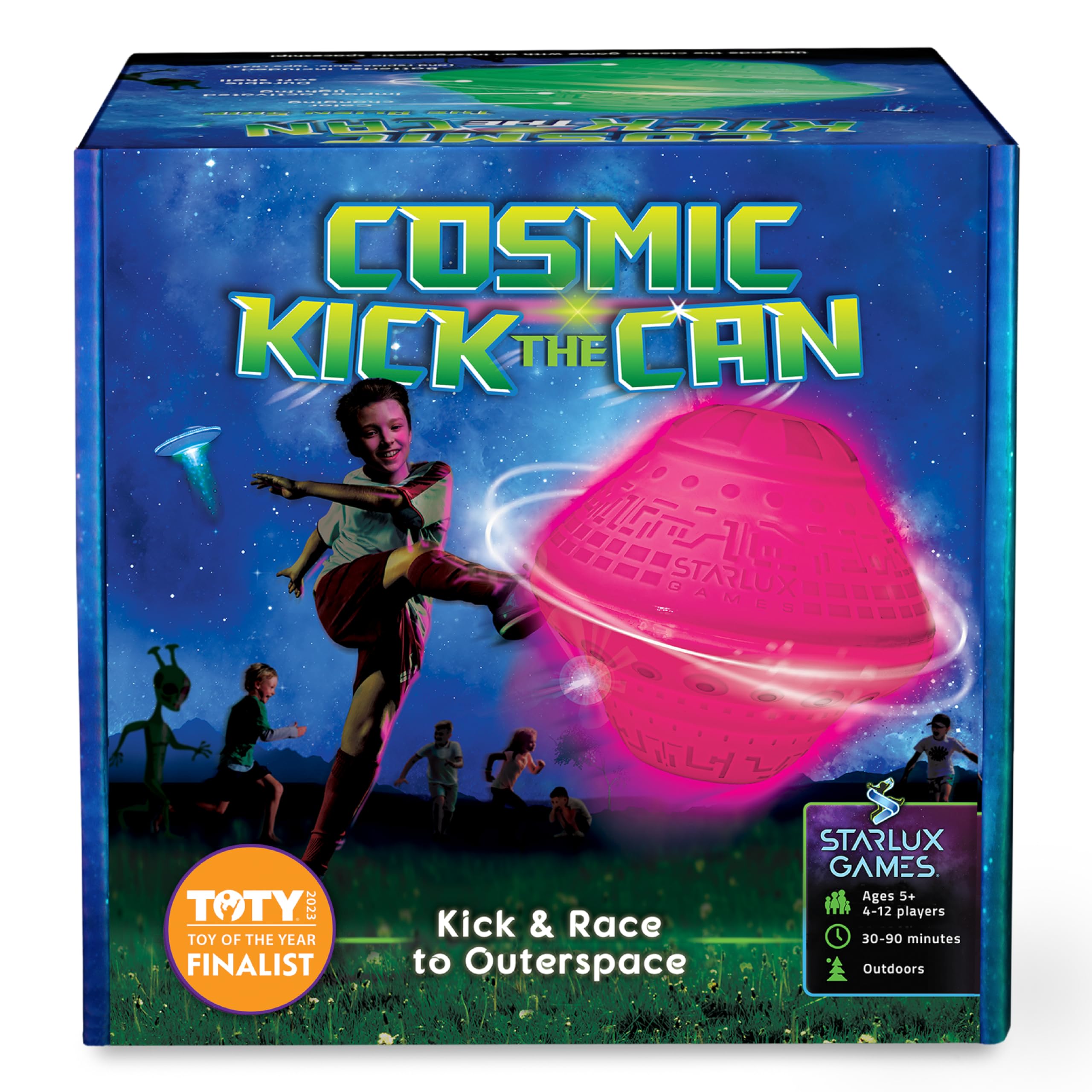 Cosmic Kick The Can: Glow in The Dark Outdoor Night Games for Kids | Ages 5+, 4-12 Players | Glow in The Dark Toys | Light Up Outdoor Toys for Kids 8-12 | Gifts for Boys 8-12+ | Sports & Outdoor Play
