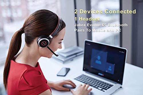 Jabra Evolve 65 Bluetooth Stereo Wireless Headset - Compatible with Computers, Macs, and Mobile Devices, and Ideal for Voice and Video Apps like Zoom, Teams, and Meet Plus, GTW Spare Cushions Included